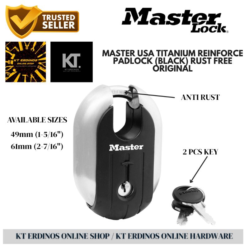 Master Titanium Reinforce Padlock Rust Free (Green & Black) Original ...
