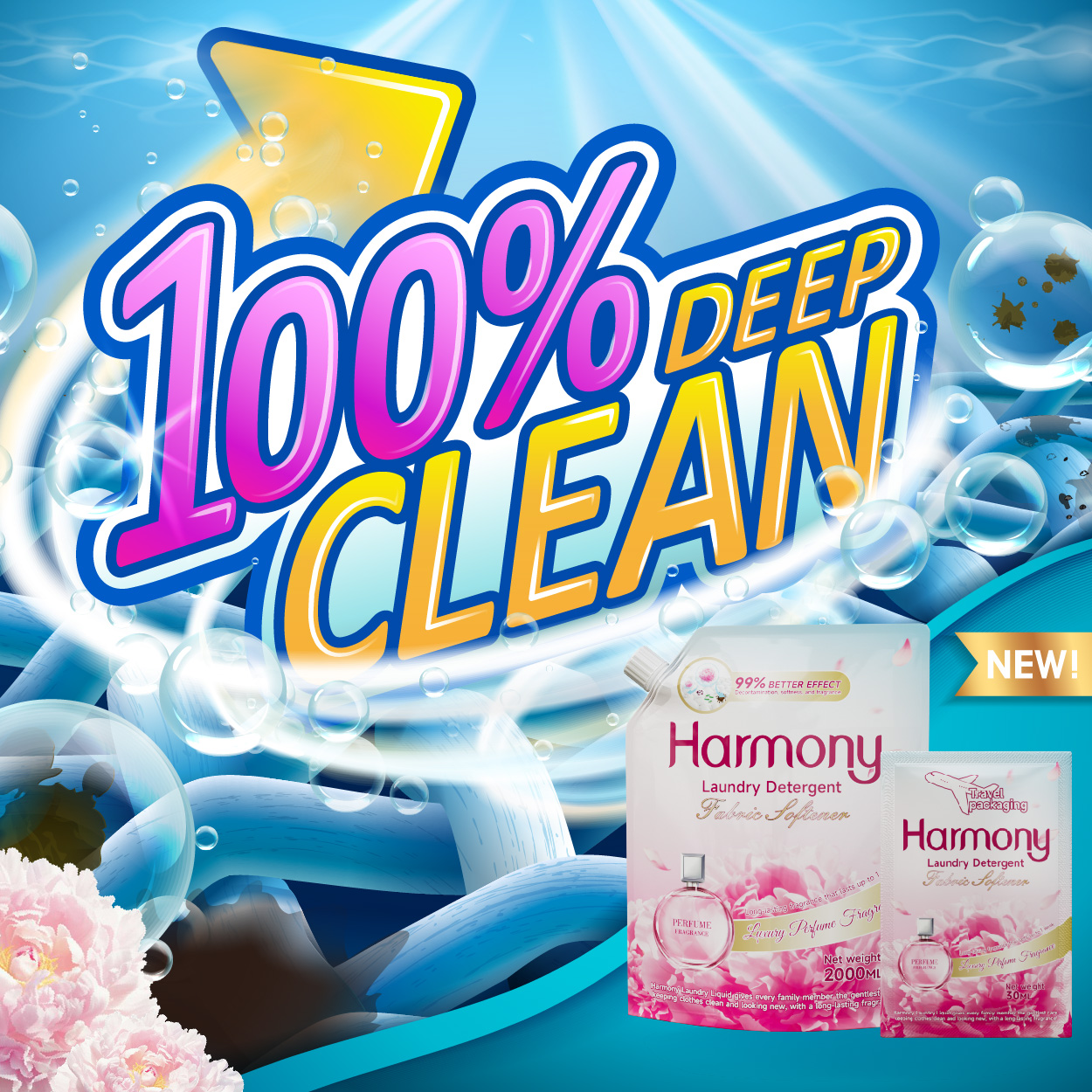 2000ML Newly Upgraded Liquid Laundry Detergent All In One Laundry Detergent Fabric Softener ...