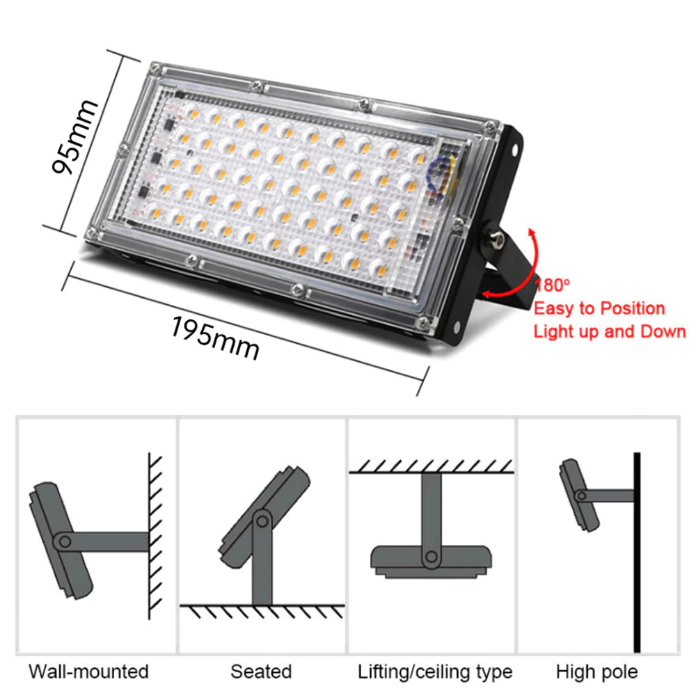 Gold Star LED Flood Light Spotlight 220V 50W Outdoor Street Lamp ...