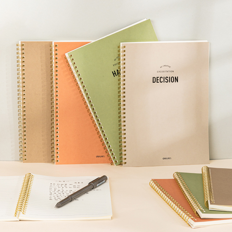 Deli 5PCS Thick A5 Spiral Notebook 60 Sheets Student Line Hardbound ...