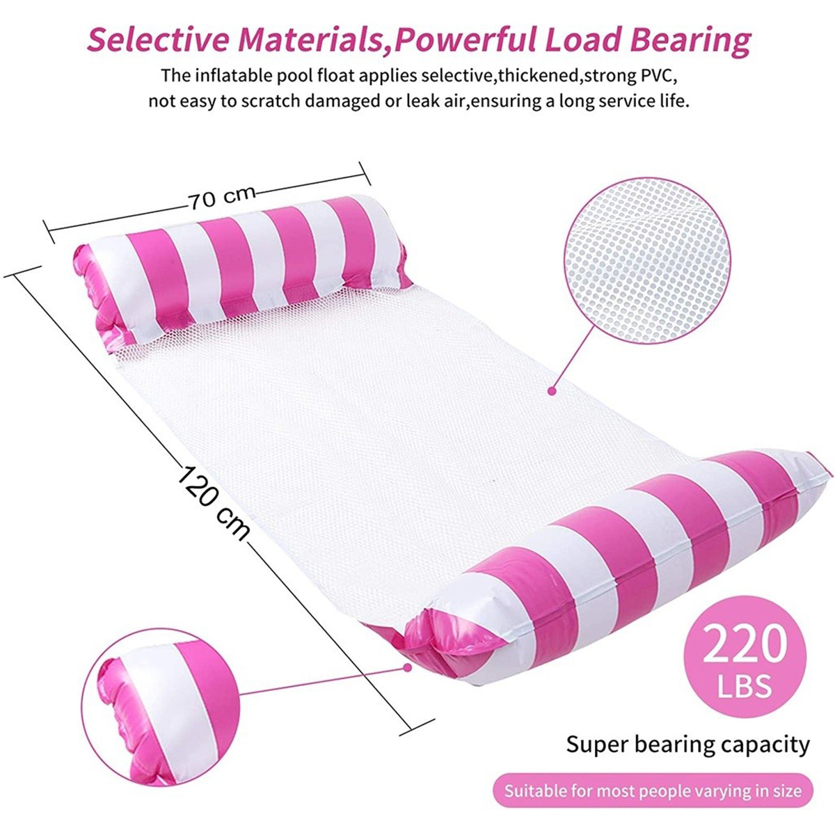 Floating Water Hammock Float Lounger Water Inflatable Floating Bed Pool ...