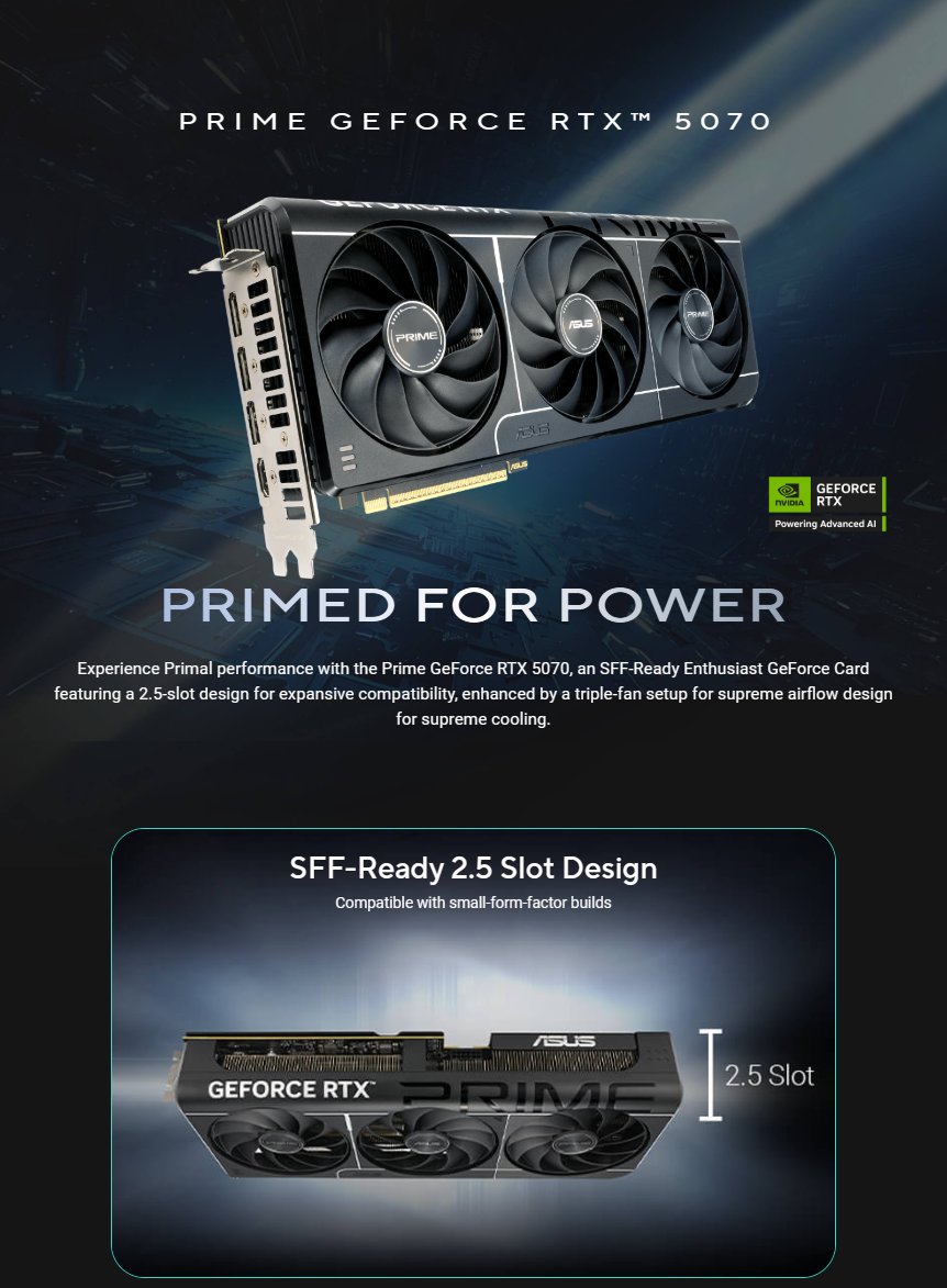 Asus Prime GeForce RTX 5070 12GB GDDR7 PCI Express 5.0 Graphics Card (PRIME-RTX5070-12G ...