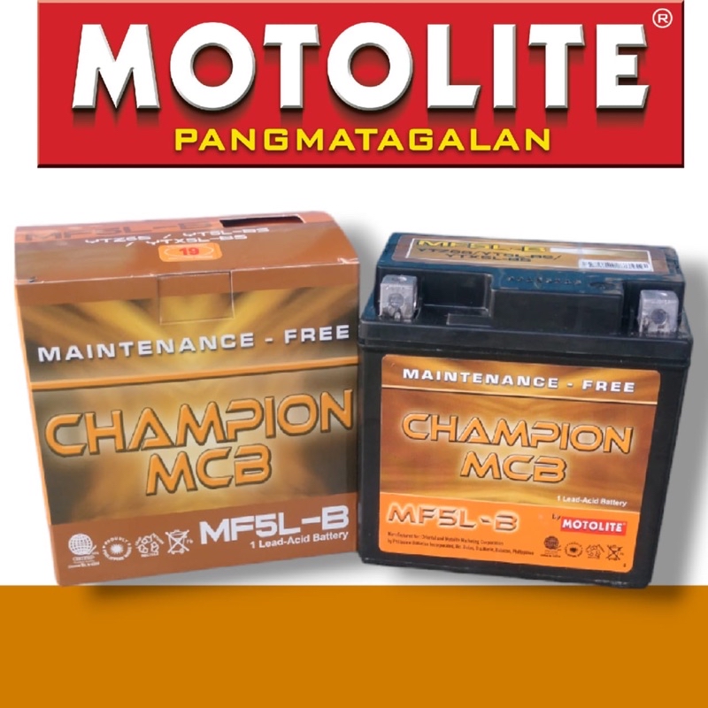 MF5L- B CHAMPION MOTORCYCLE BATTERY (HONDA CLICK/ RAIDER 150 ) | Shopee ...