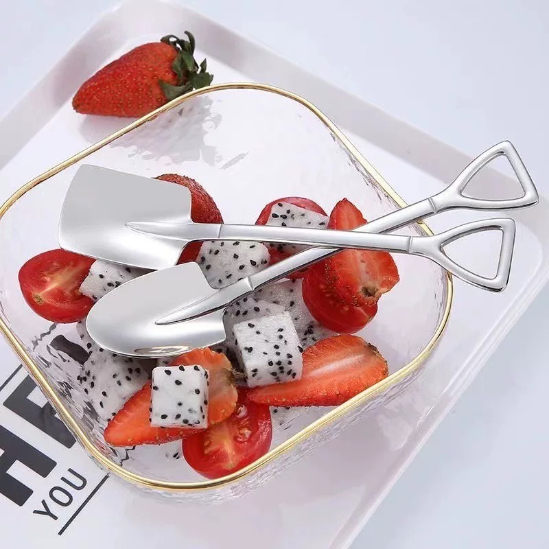ZH499 6pcs /box Stainless Creative Shovel Shape Spoon Set Watermelon ...