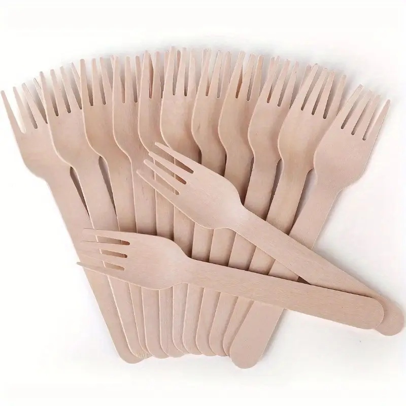 100pcs 14/16cm Disposable Wooden Tableware Can Degrade Wooden Tableware ...