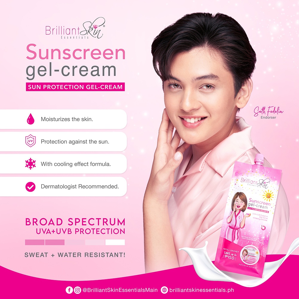 ORIGINAL‼BRILLIANT SUNSCREEN SUNBLOCK CREAM GEL CLASSIC, LIGHT PINK ...