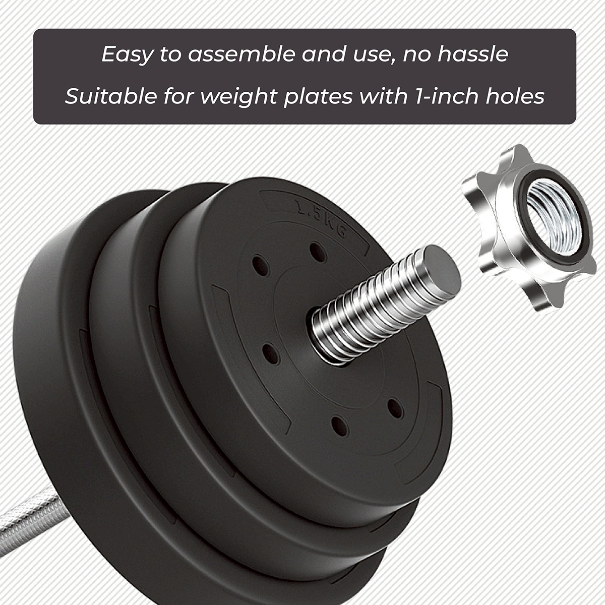 B&G Barbell Rod Steel Standard Long Bar 150cm & 180cm Length Barbell ...