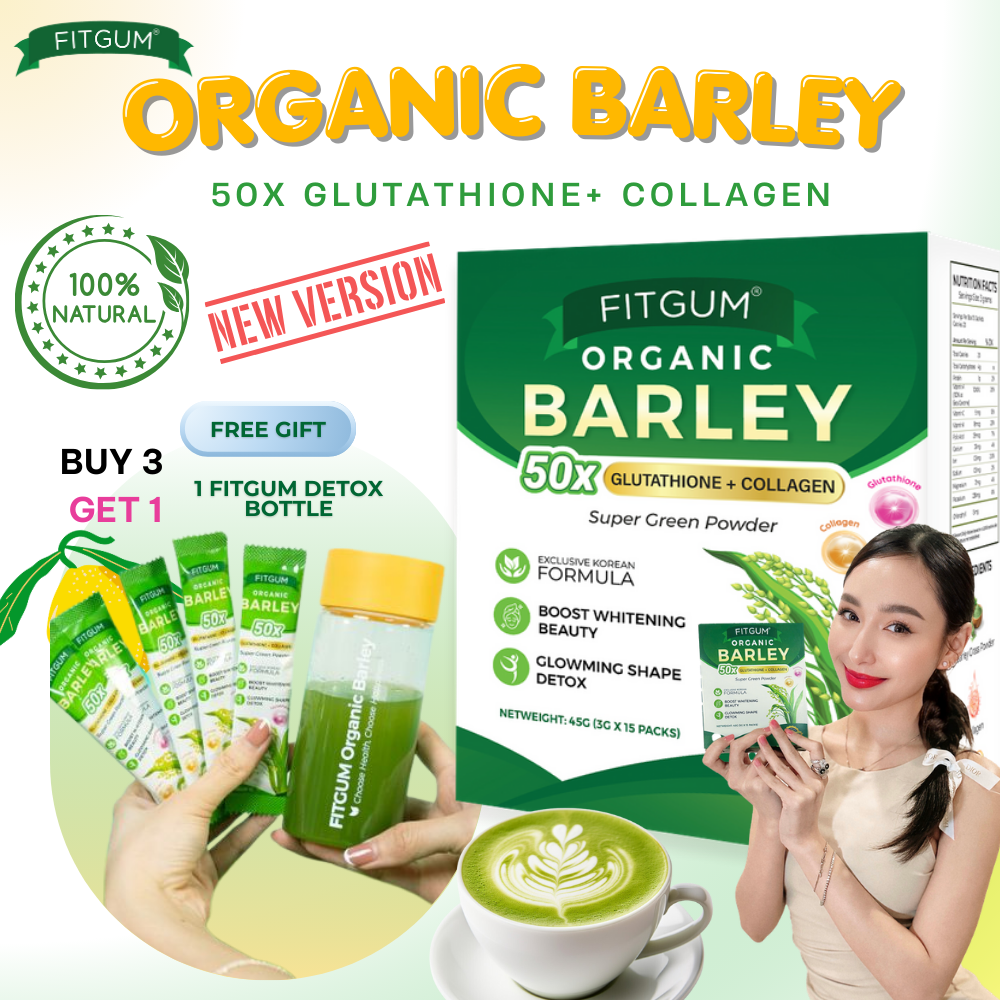 Fitgum Organic Barley Grass Powder With 50x Glutathione Collagen Weight ...