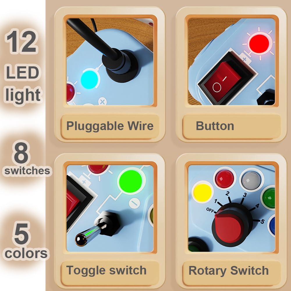 Moli Montessori LED Light Busy Board Sensory Toys Kids Educational ...