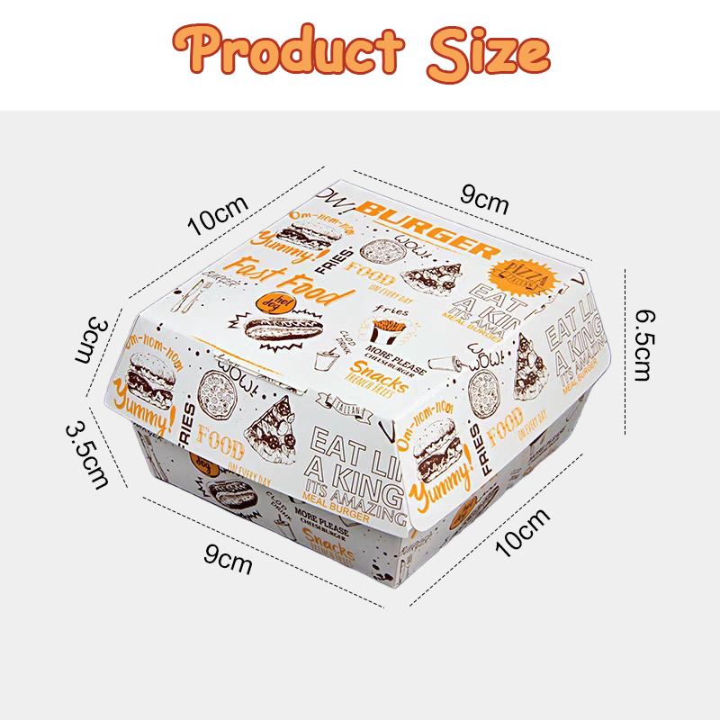 100pcs Fast Food Print Burger Box Self Fold Food Grade Burger Box ...