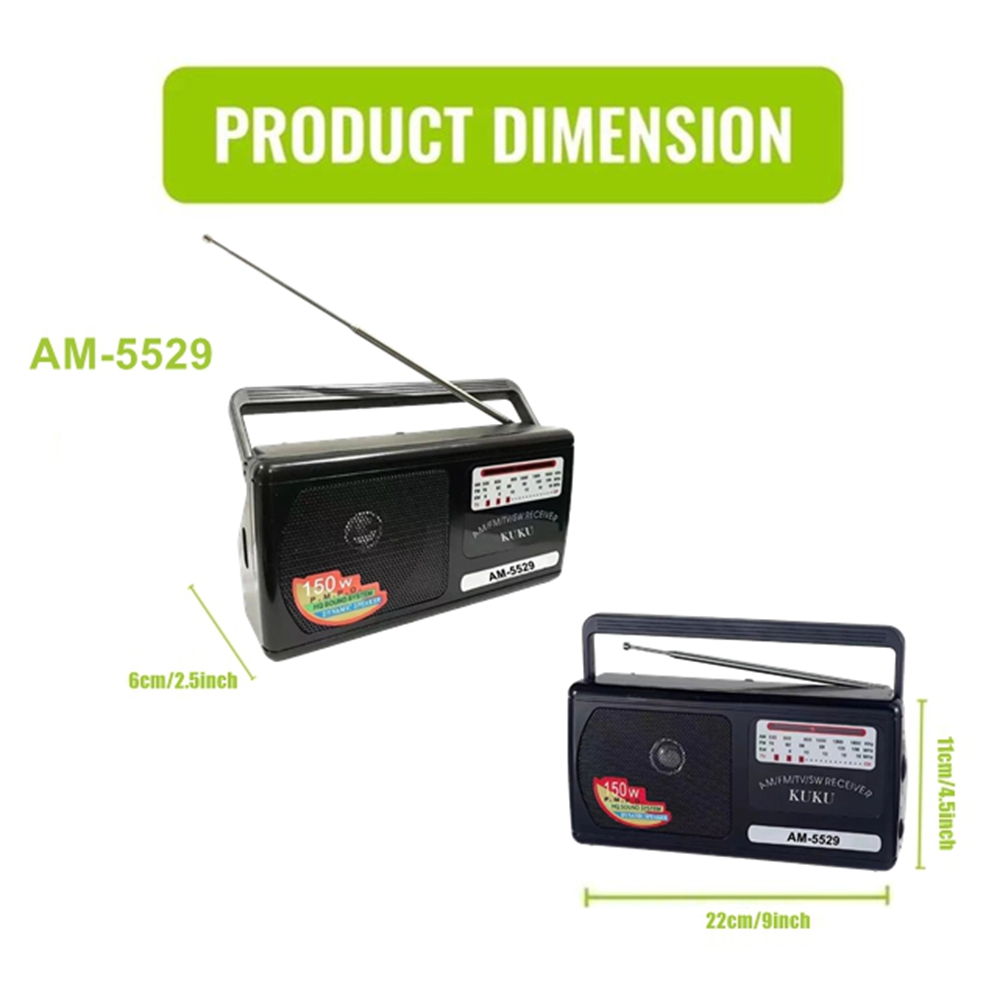 AM-5529 FM/AM/TV/SW Portable Radio High Sensitivity Antenna Rechargeable Speaker | Shopee ...