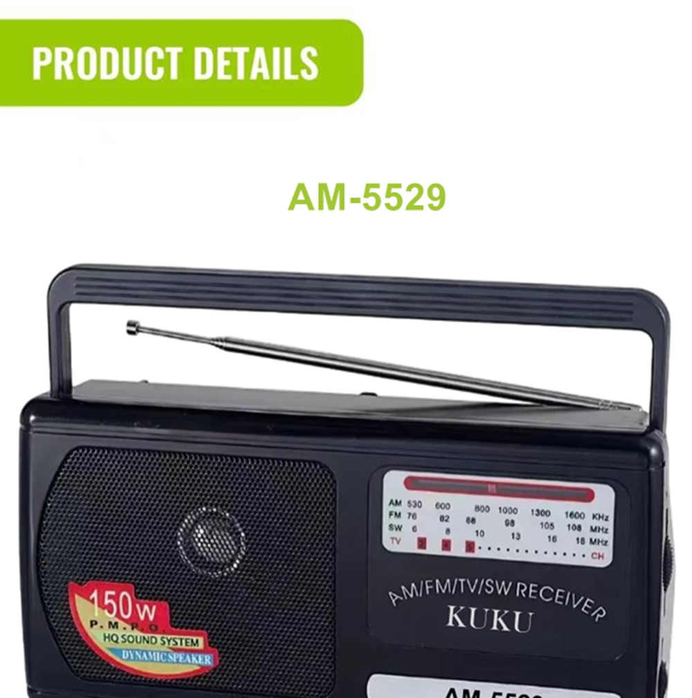 AM-5529 FM/AM/TV/SW Portable Radio High Sensitivity Antenna Rechargeable Speaker | Shopee ...