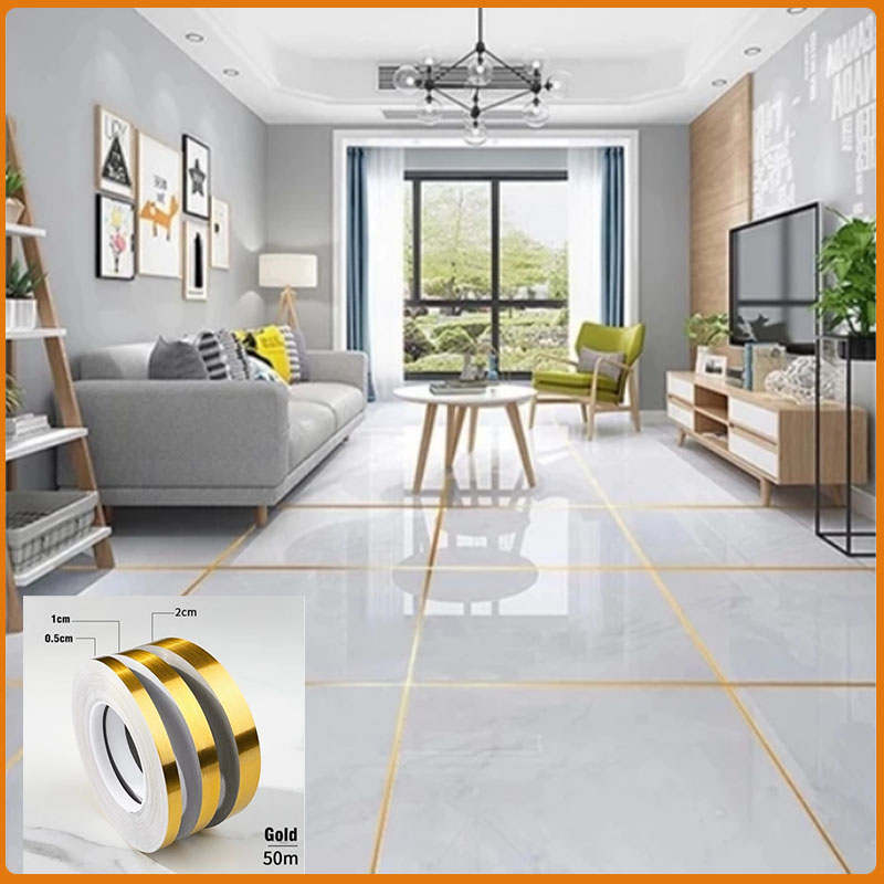 50M Floor Tile Gap Tape Wall Tile Strip Seam Sticker Copper Foil ...