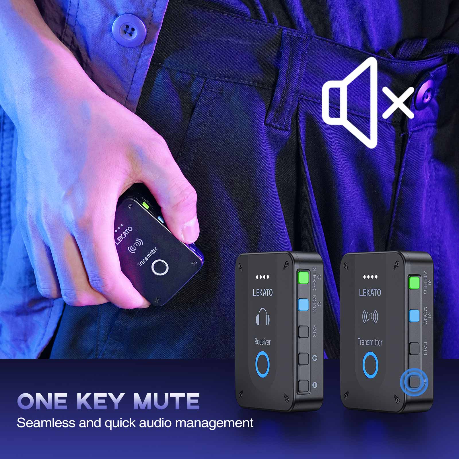 LEKATO MS-02 In Ear Monitor System 2.4G Wireless IEM Transmitter ...