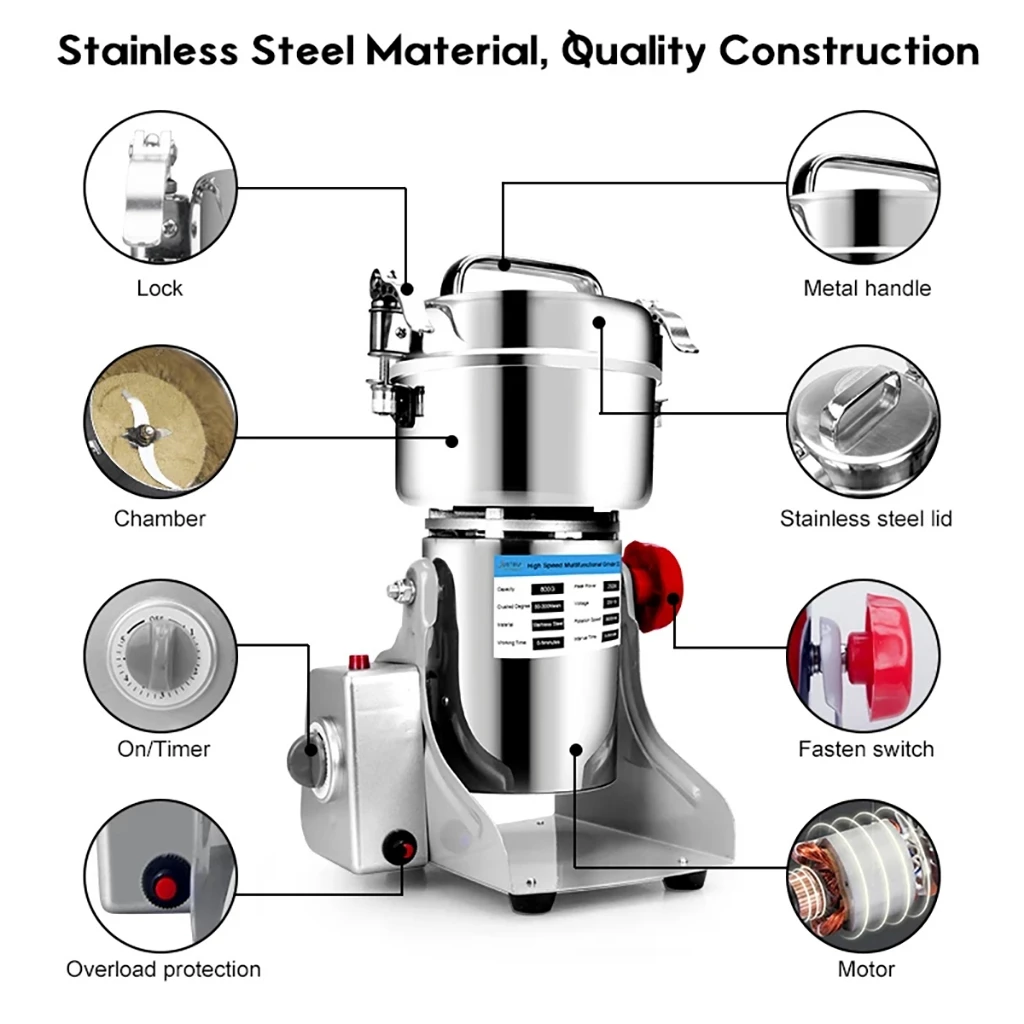 5000W 1200G Electric Food Processor Blender Heavy Duty Grinder Coffee ...