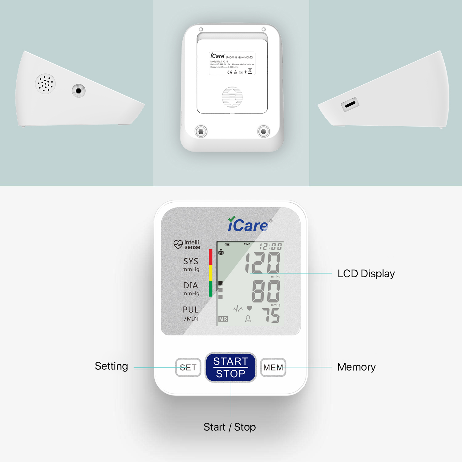 iCare Bundle Deal 20 SA50 Blood Glucose Meter + CK238 Blood Pressure Monitor, Blood Glucose ...