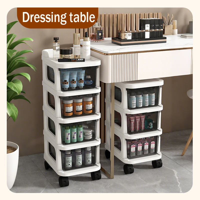 Floor standing multi-layer storage rack, drawer style storage cart ...