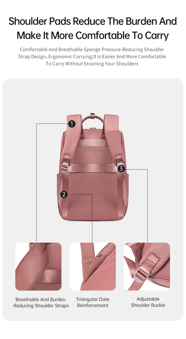 Chantria CB00628 Stylish 15' Laptop Bag Multi-pocket Daypack with Top ...