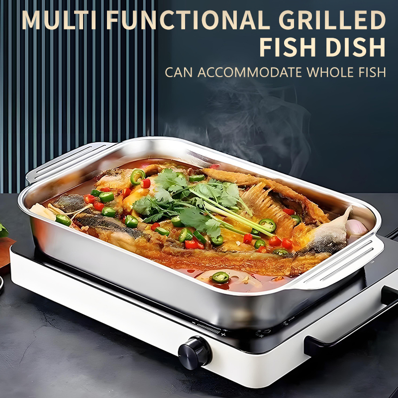 Multifunctional Stainless Steel Grilled Fish Dish Baking Tray High ...
