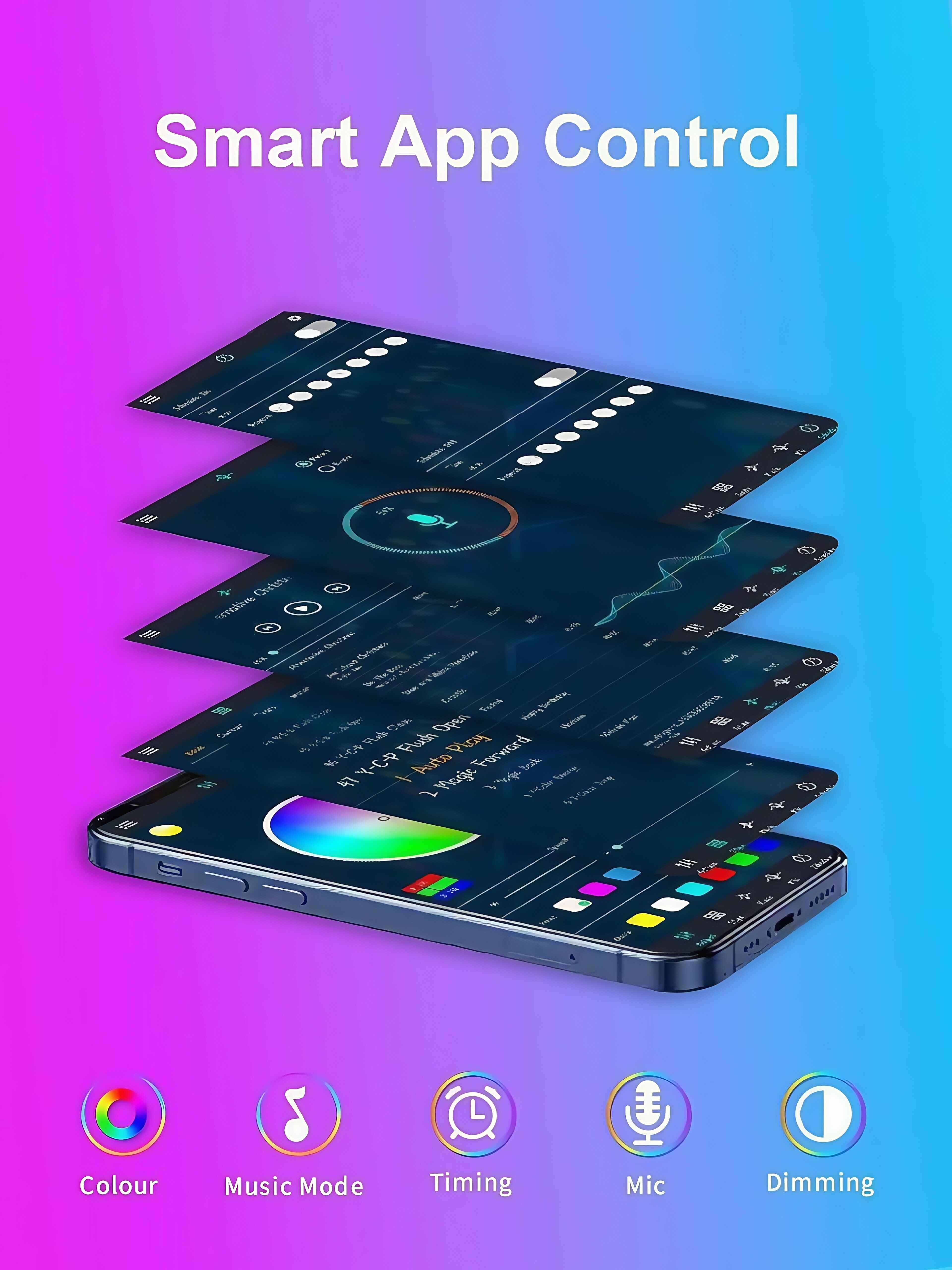 RGB Neon Light Strip APP Waterproof Music Sync Mode for Bedroom Room ...