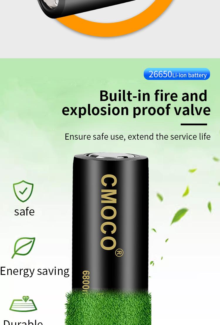 CMOCO 26650 Rechargeable Li-ion Battery 3.7V -4.2V 6800mah 70A for ...