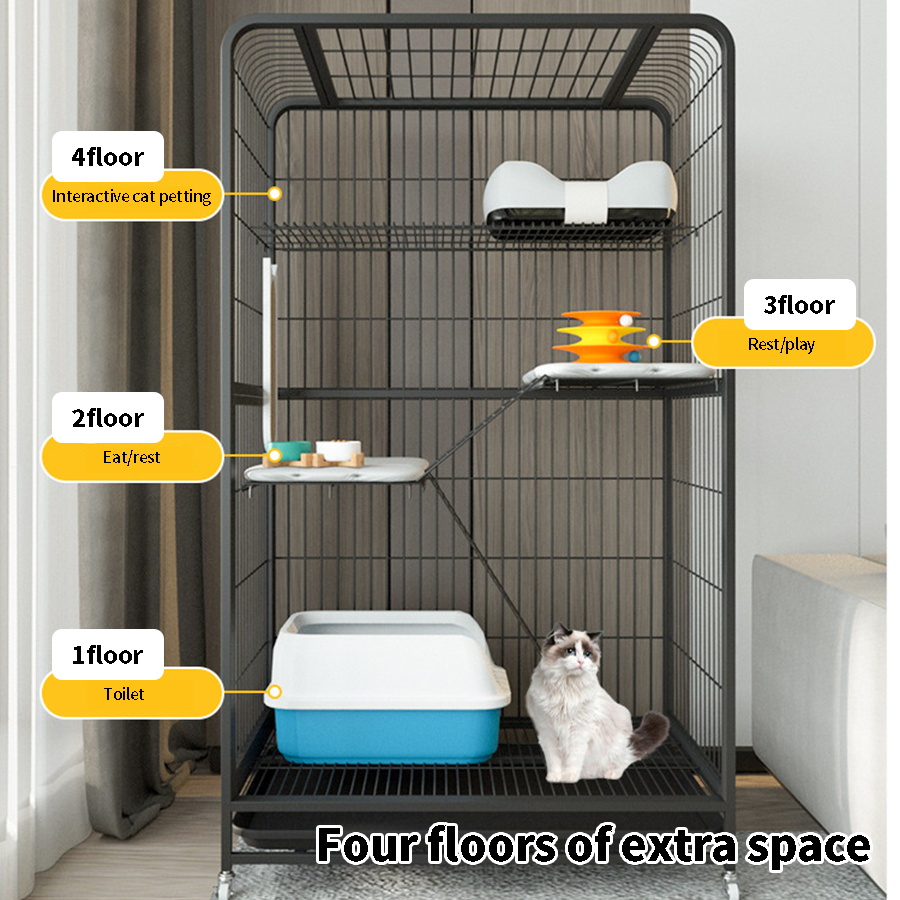 Mobile Cat Cage Large Kulungan Ng Pusa 2 3 4Level Pet Cage Cat House ...