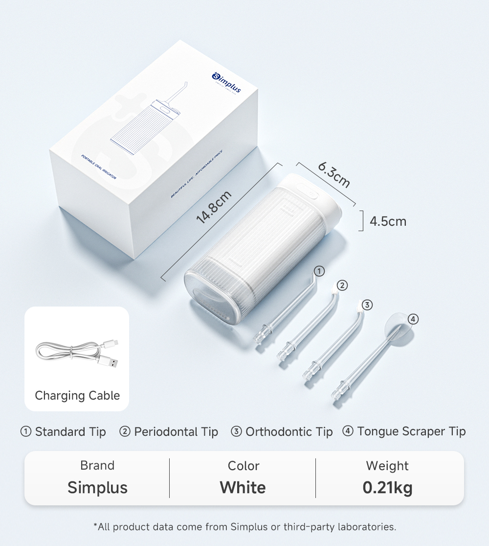 Simplus Water Dental Flosser Cordless Oral Irrigator 200ML Rechargeable ...