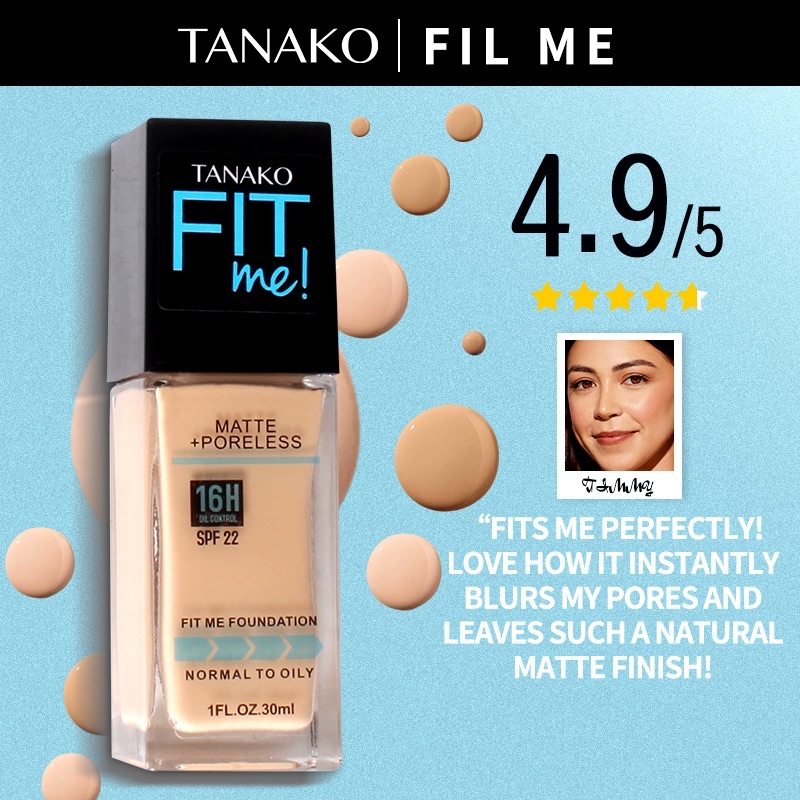 J&r FDA TANAKO FIT ME Matte + Poreless Liquid Foundation SPF 22 ...