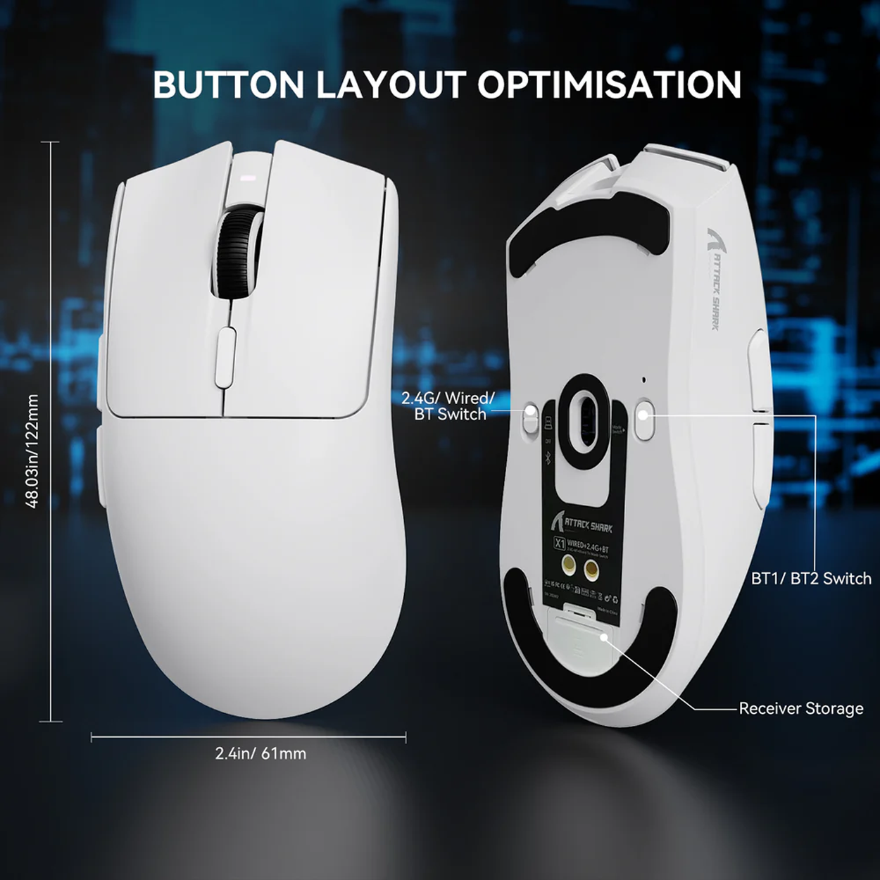 Attack Shark X1 Tri Mode Wireless With Touchpad RGB Charging Dock ...