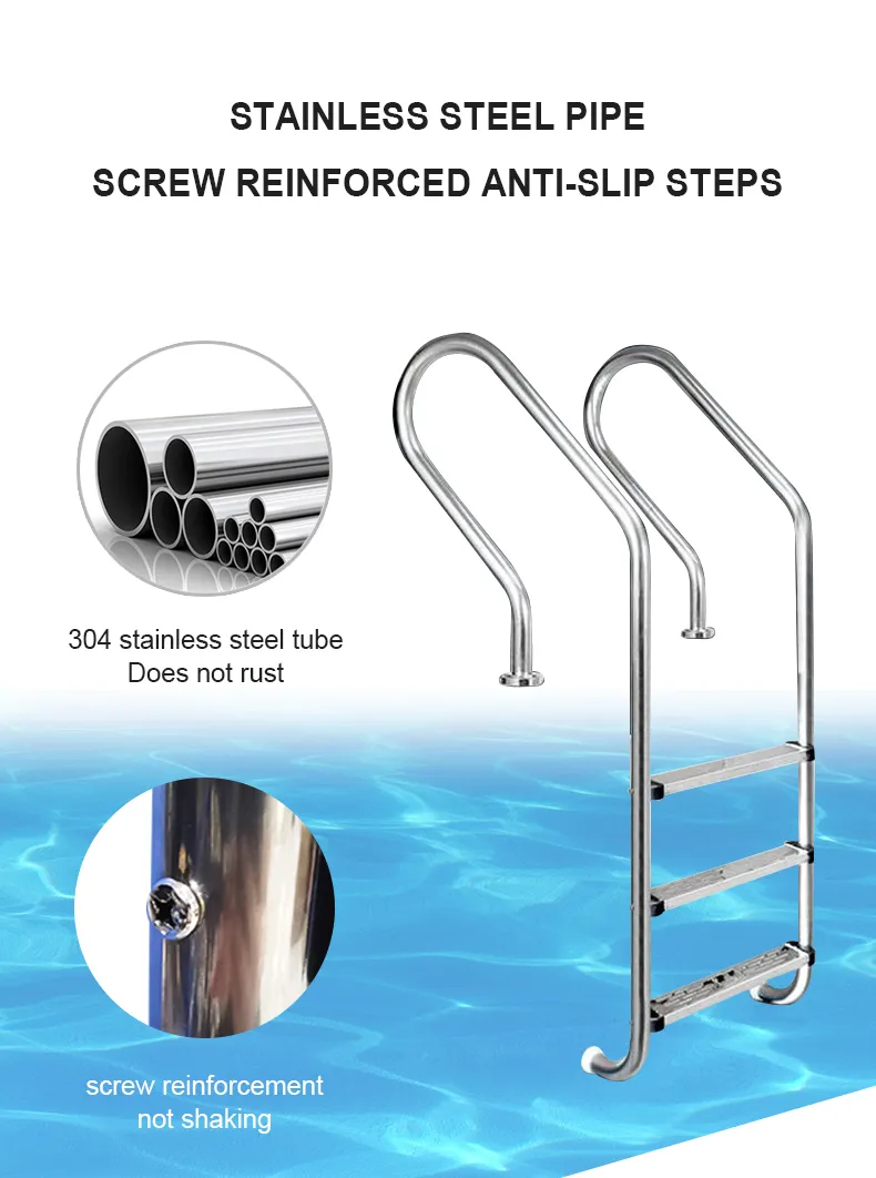 Swimming Pool Step Ladder with P Shaped Grab Rail 2/3/4 Step Anti-Slip ...