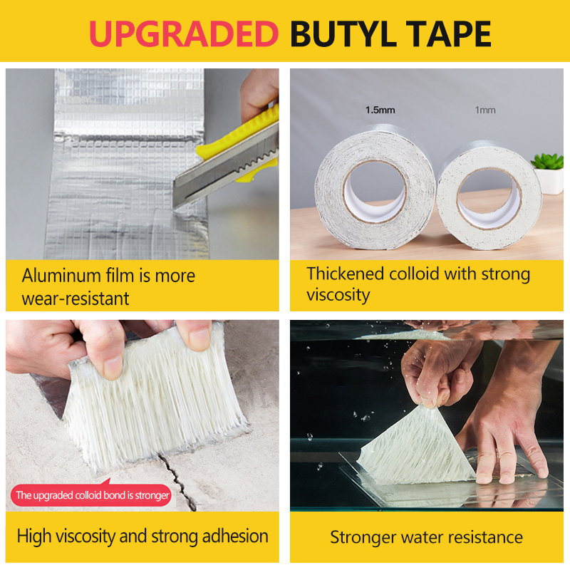 Aluminum Foil Butyl Waterproof Tape For roof leak Roof Sealant Wall ...
