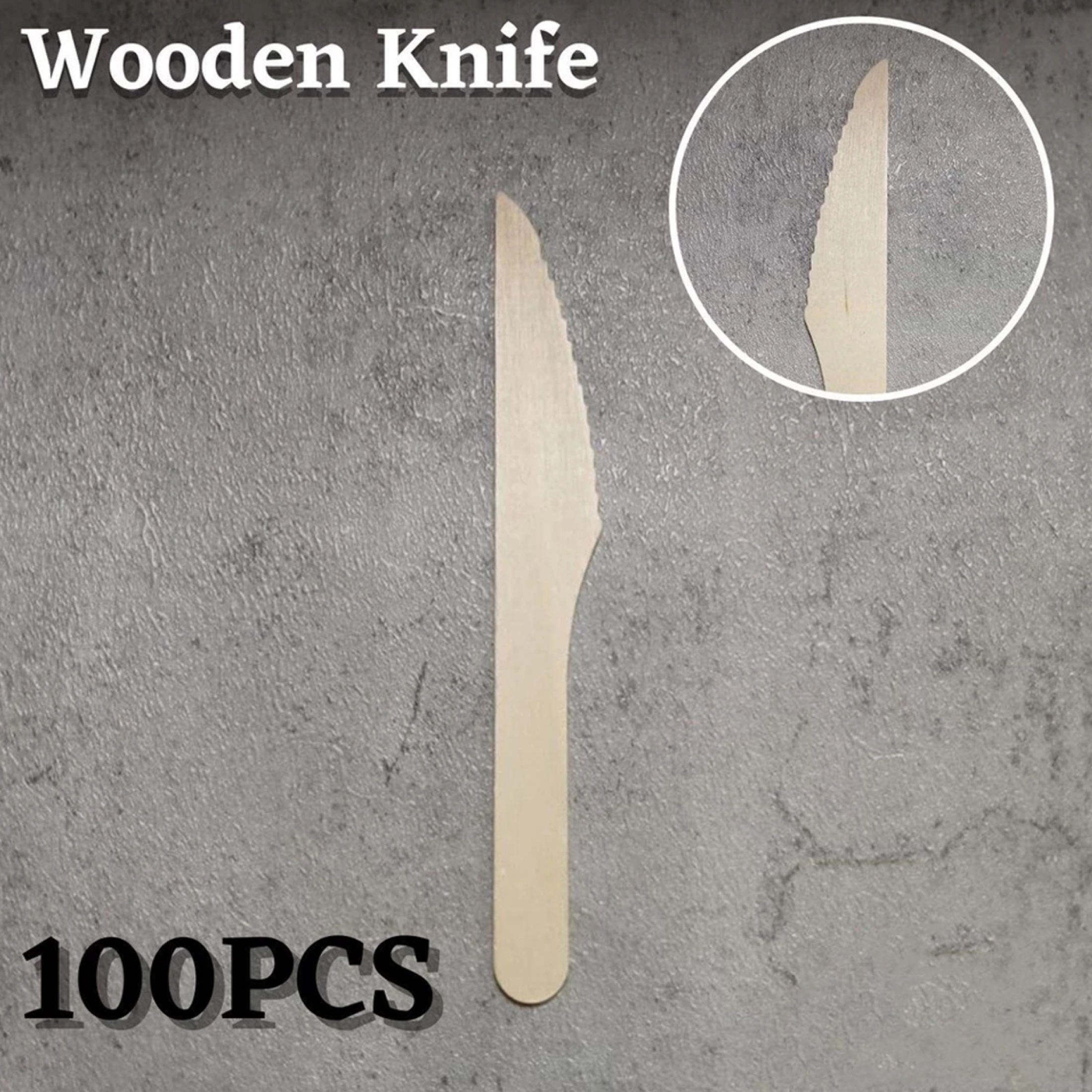 100pcs/Pack Wooden Spoon, Fork And Knife Eco Friendly & Disposable ...