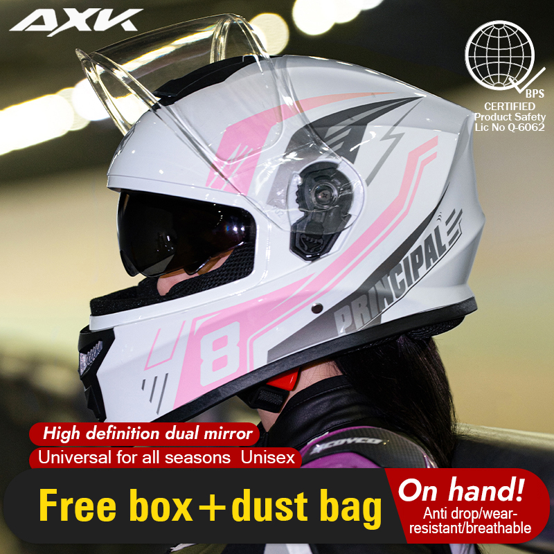 AXK 902 dual lens motorcycle helmet unisex full face helmet with ICC ...