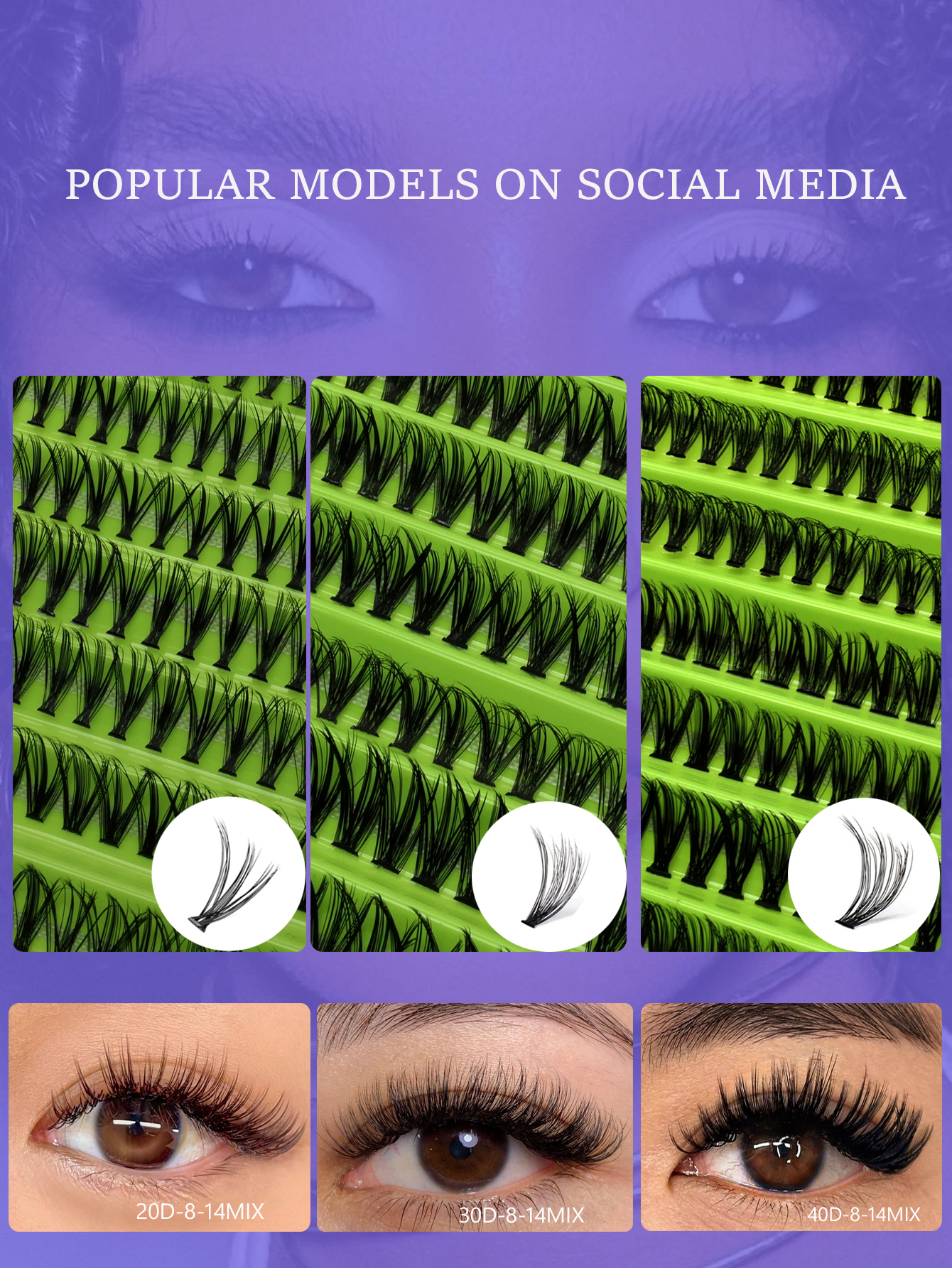 40D Cluster Individual Lashes 8-14mm Lashes Natural Look Mixed Tray DIY ...