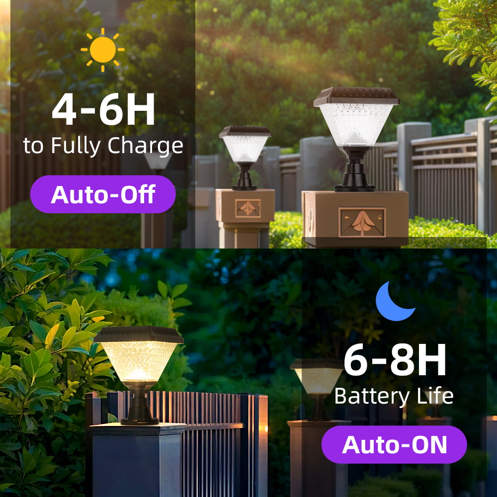 RGB Solar Post Light Waterproof Led Pillar Lamps Garden Lights Outdoor ...