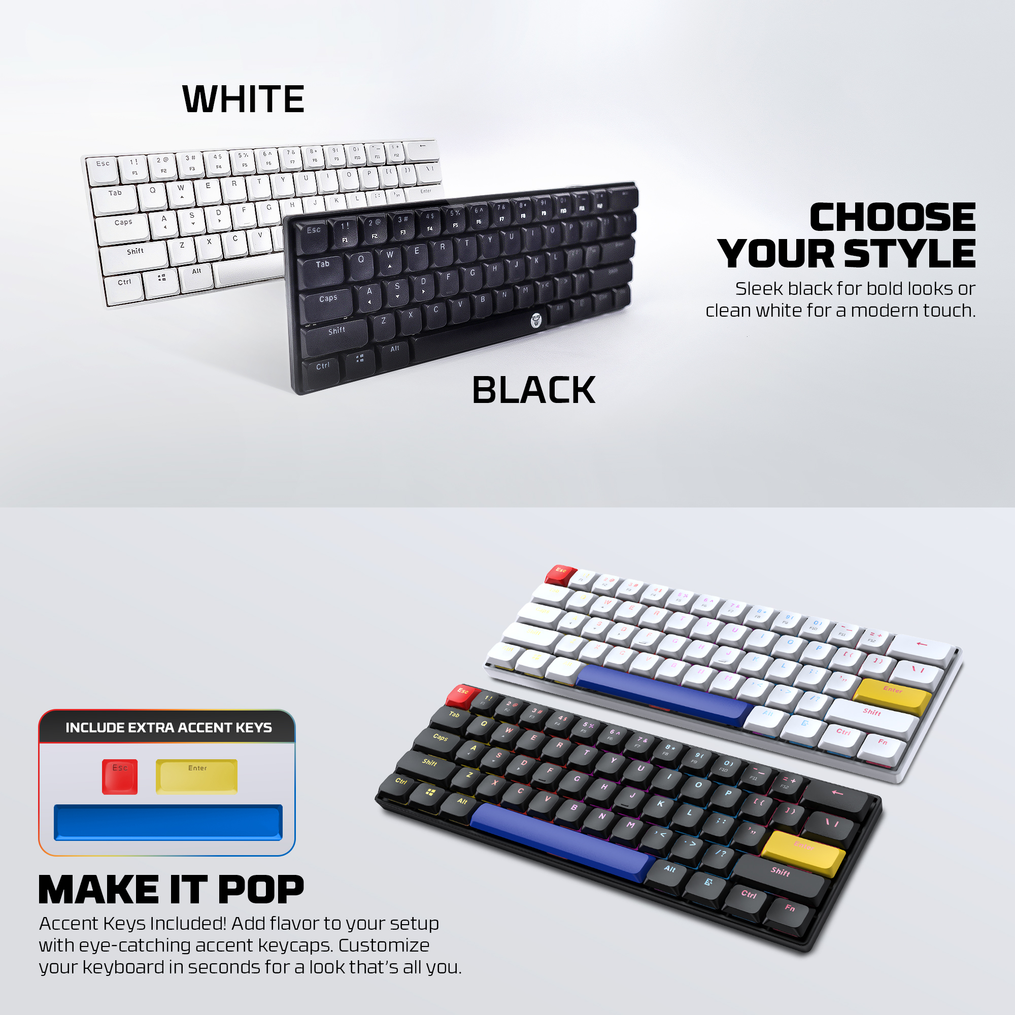 Fantech ATOM AIR61 MK311 Low-Profile Mechanical Gaming Keyboard Ultra ...