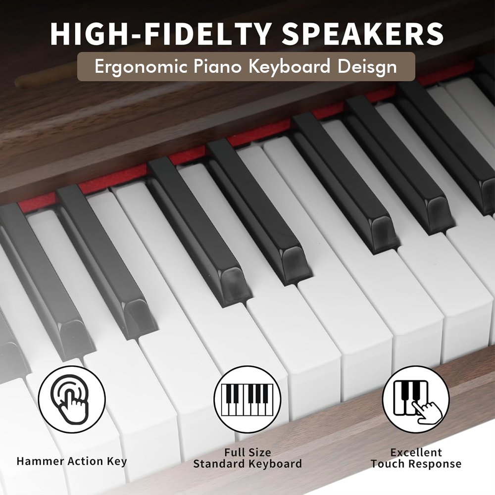 Rixton 37 Keys Digital Wood Piano Real Keyboards Semi Weighted Keys ...