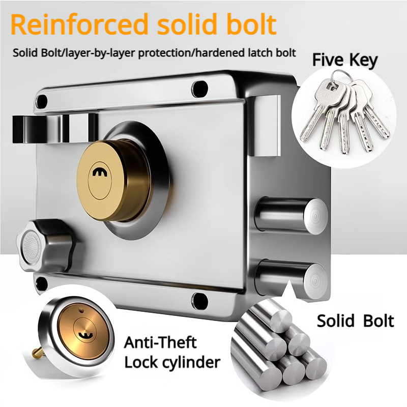 Stainless Steel Main Door Lock Set Strong Deadbolt Gate Lock Universal ...