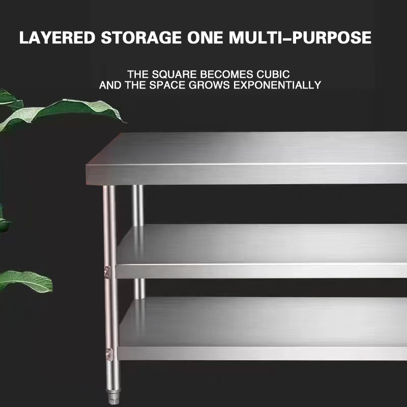 Thickened stainless steel worktop kitchen cutting table 2 layers 3 ...