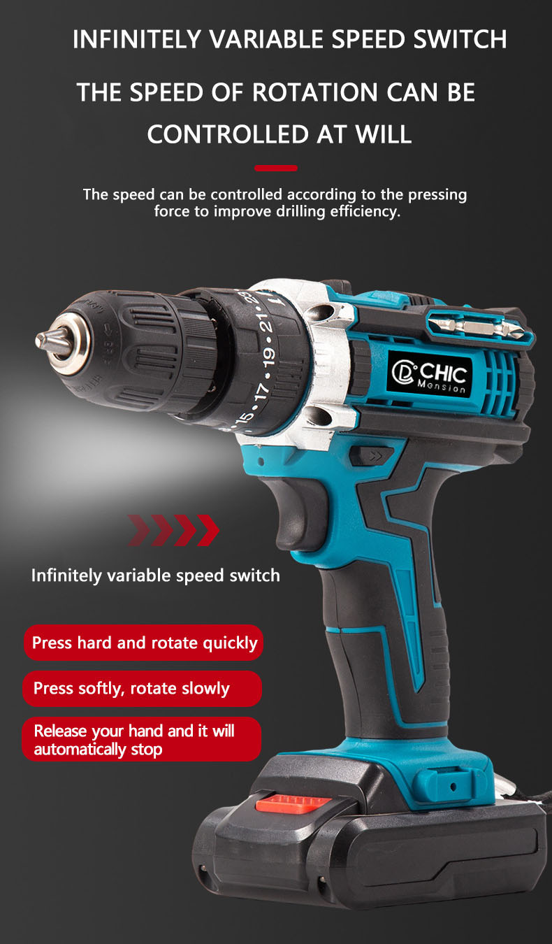 Cordless Impact Drill Bit Electric Hammer 398VF Battery Wireless impact ...