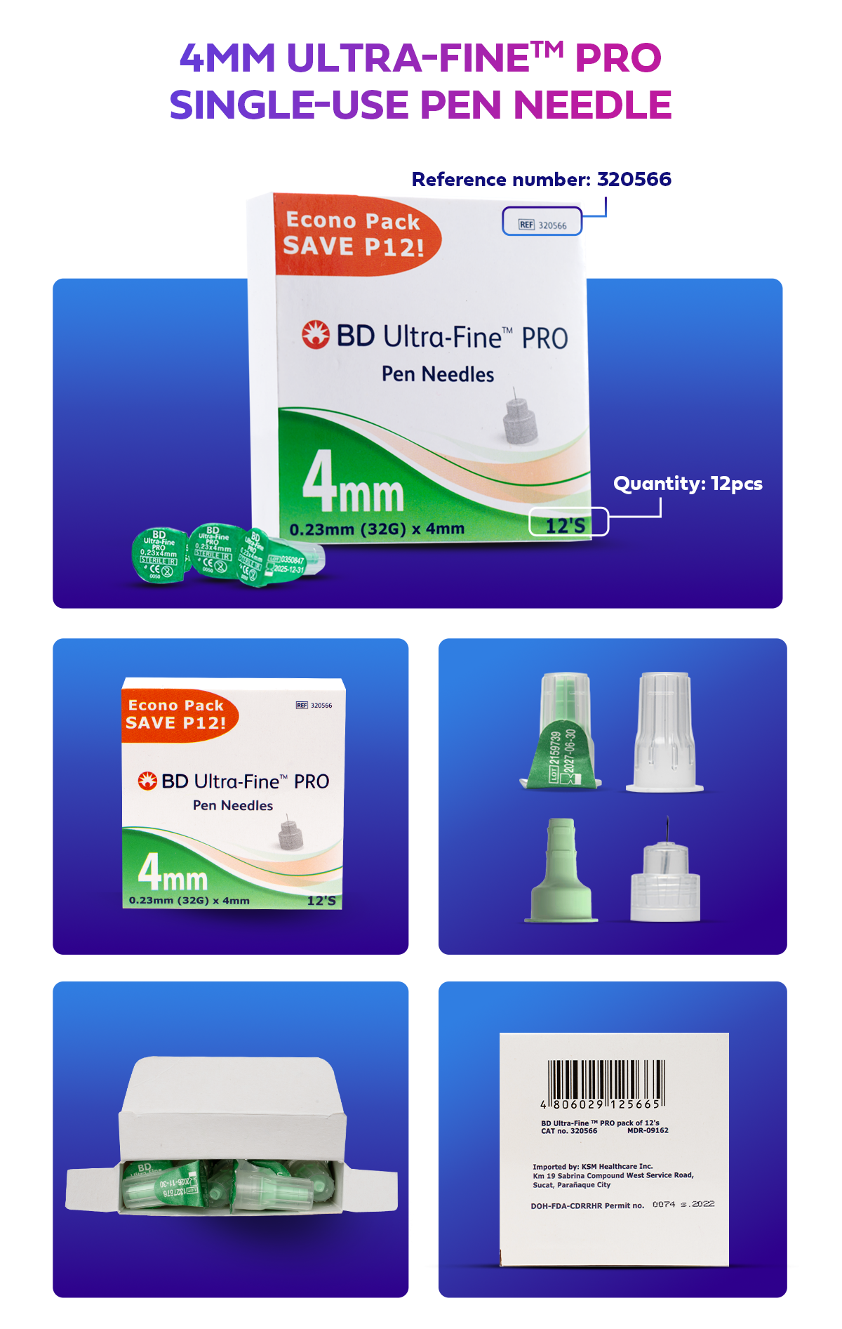 BD Ultra Fine PRO 4mm Insulin Pen Needle (29 pcs pack) (24+5 bonus) 32G ...