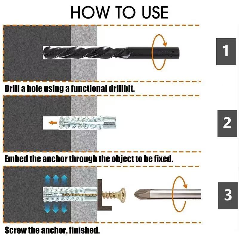 M5 To M8 Steel Expansion Tupe Pipe-Self Tapping Screw Metal Wall Anchr ...