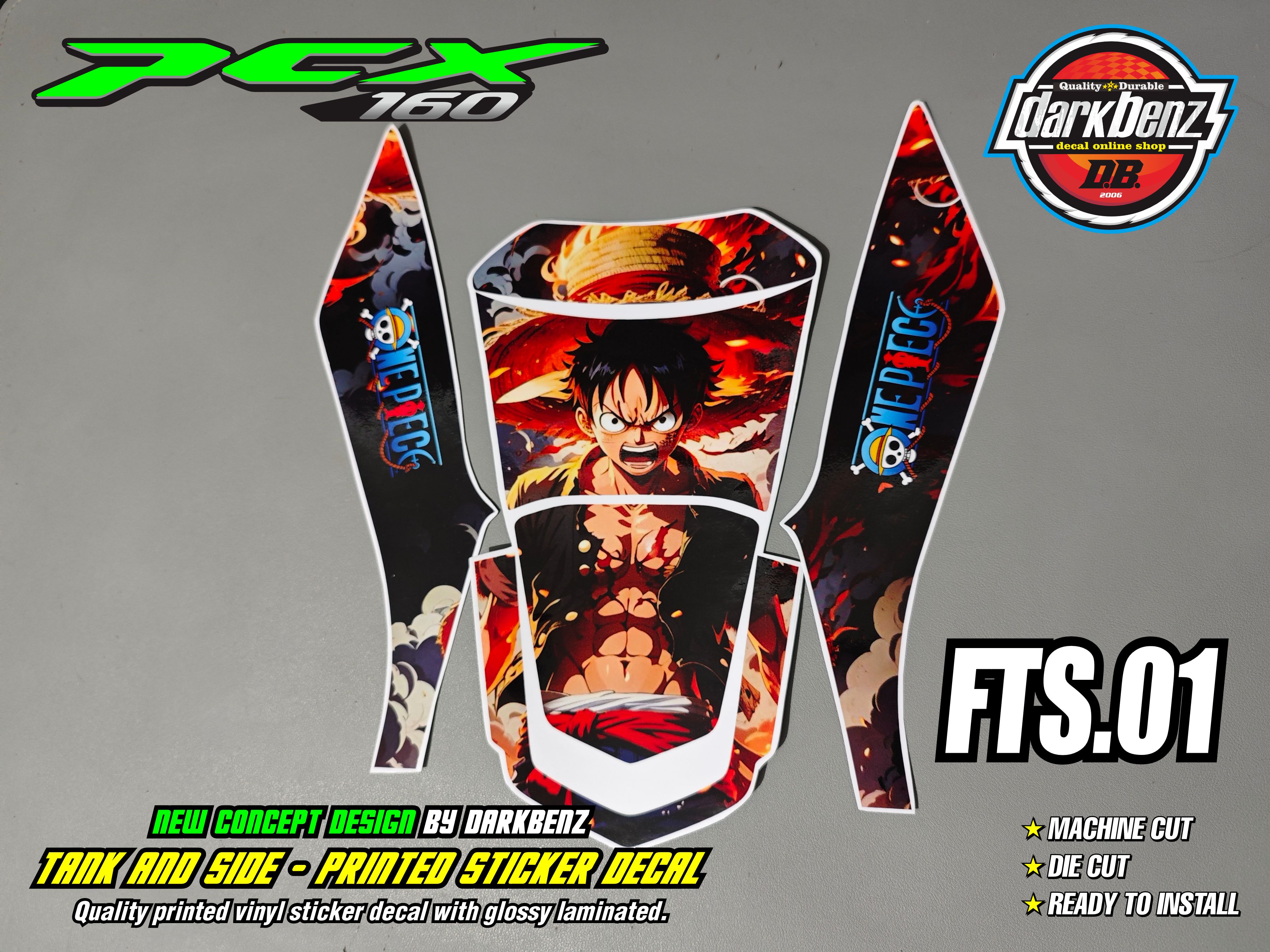 Honda PCX 160 New Luffy Concept Tank & Side Printed Vinyl Sticker ...