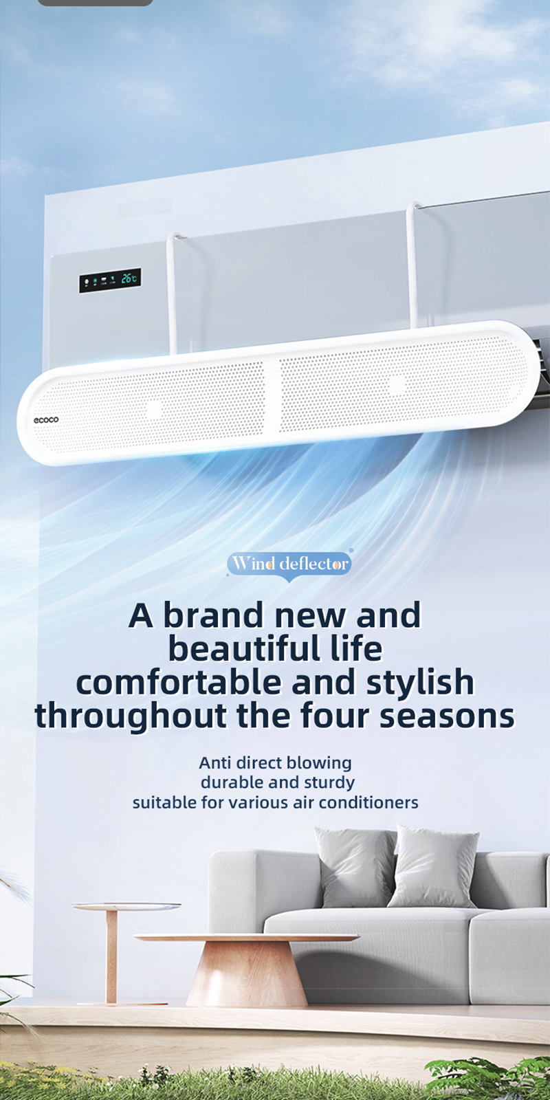 Ecoco Universal Air Conditioner Wind Deflector Adjustable Curved AC ...