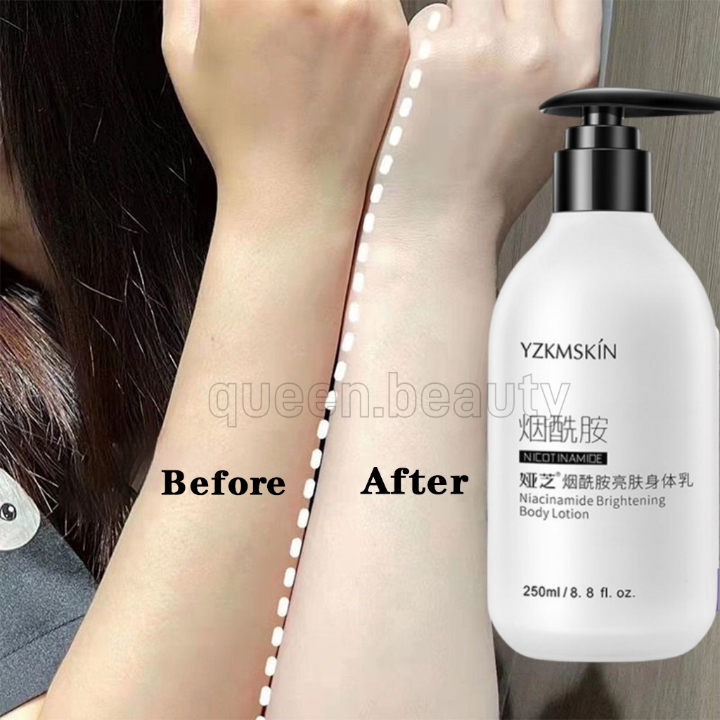 250ML Niacinamide Whitening Body Lotion Lightening Dark skin Effective Permanent White Body ...