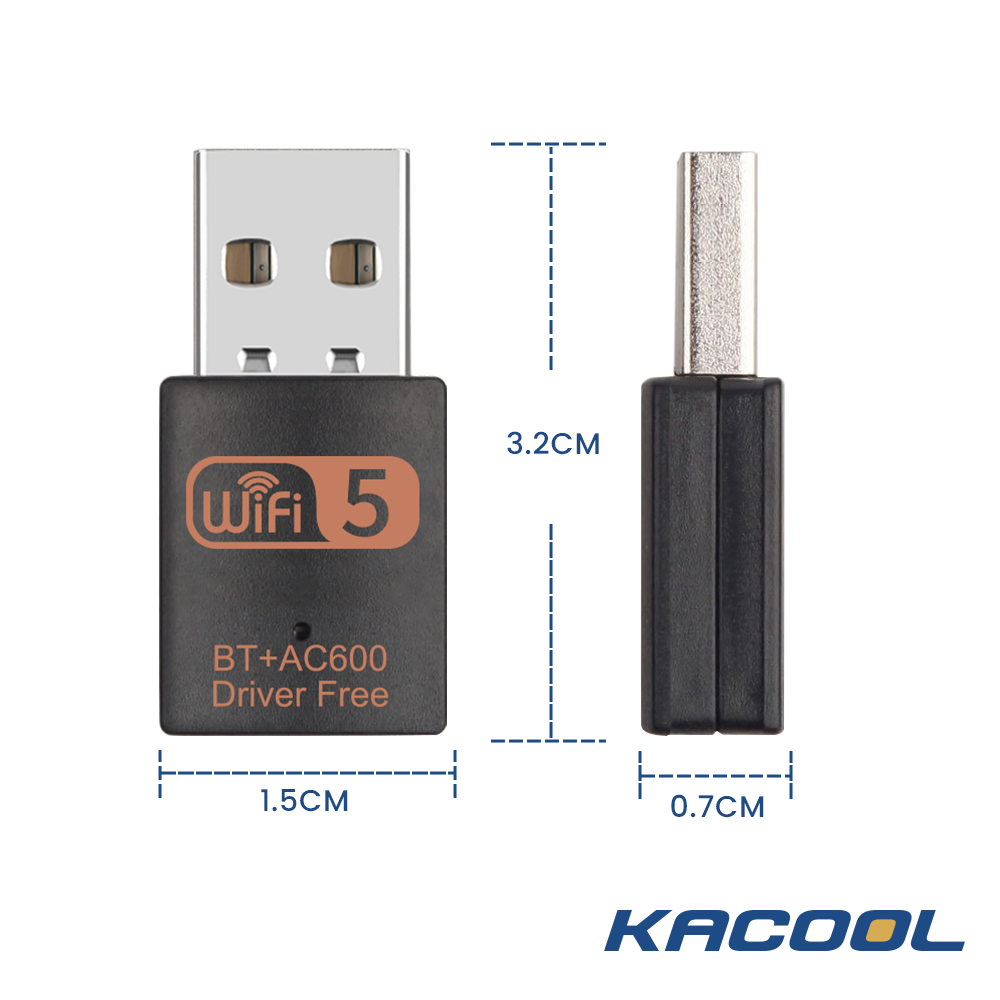 Kacool WiFi Adapter 600Mbps Dual-Band 2.4G/5G Hz Wireless Bluetooth ...