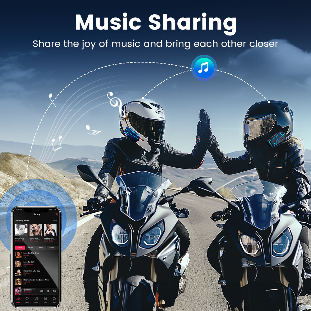 GEARELEC GX10 Motorcycle Helmet Intercom Headset For 10-Riders 2000M ...