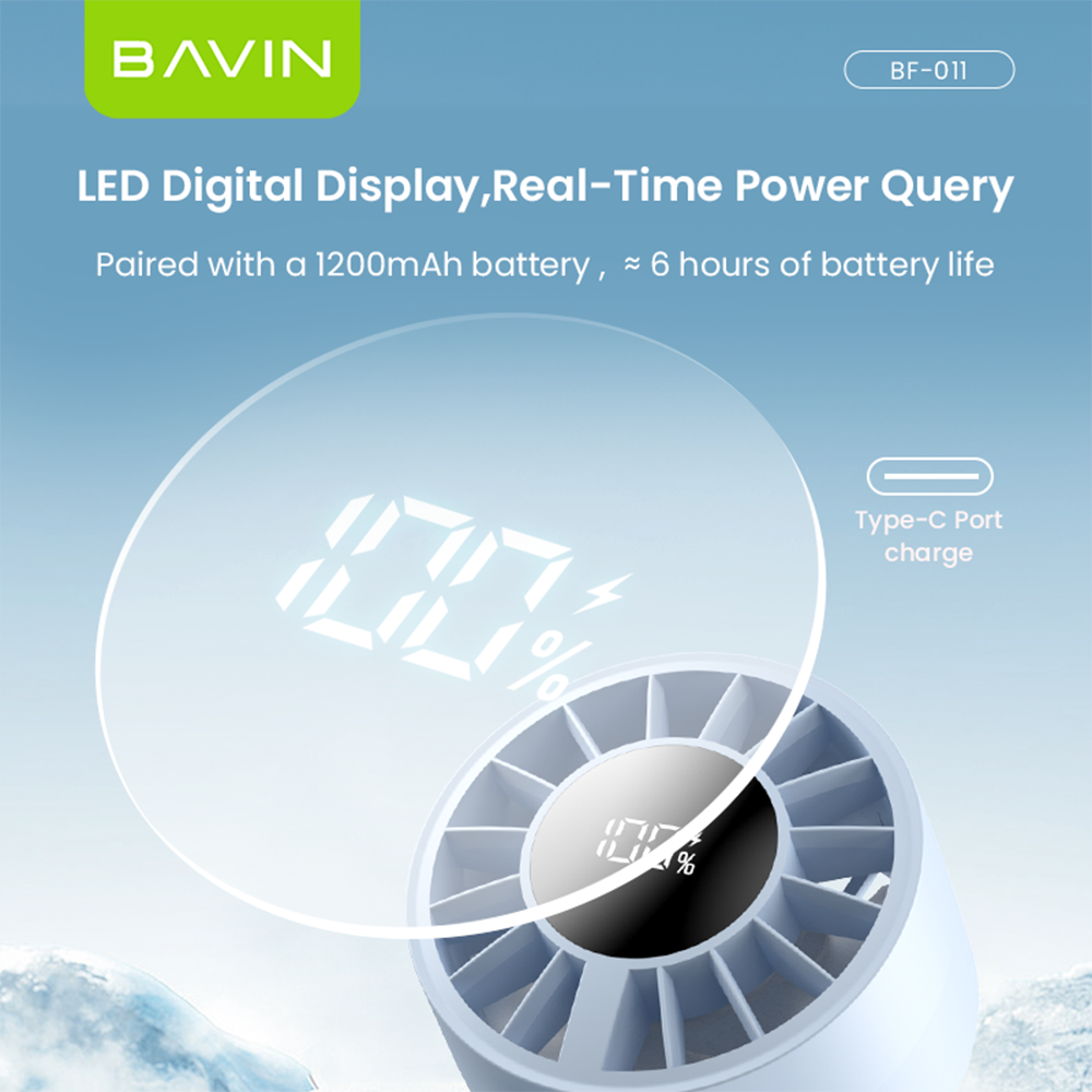 BAVIN BF011 Portable Ultra Light Mini Foldable Turbo Fan w/ 5-Speed Wind Level & LED Display ...