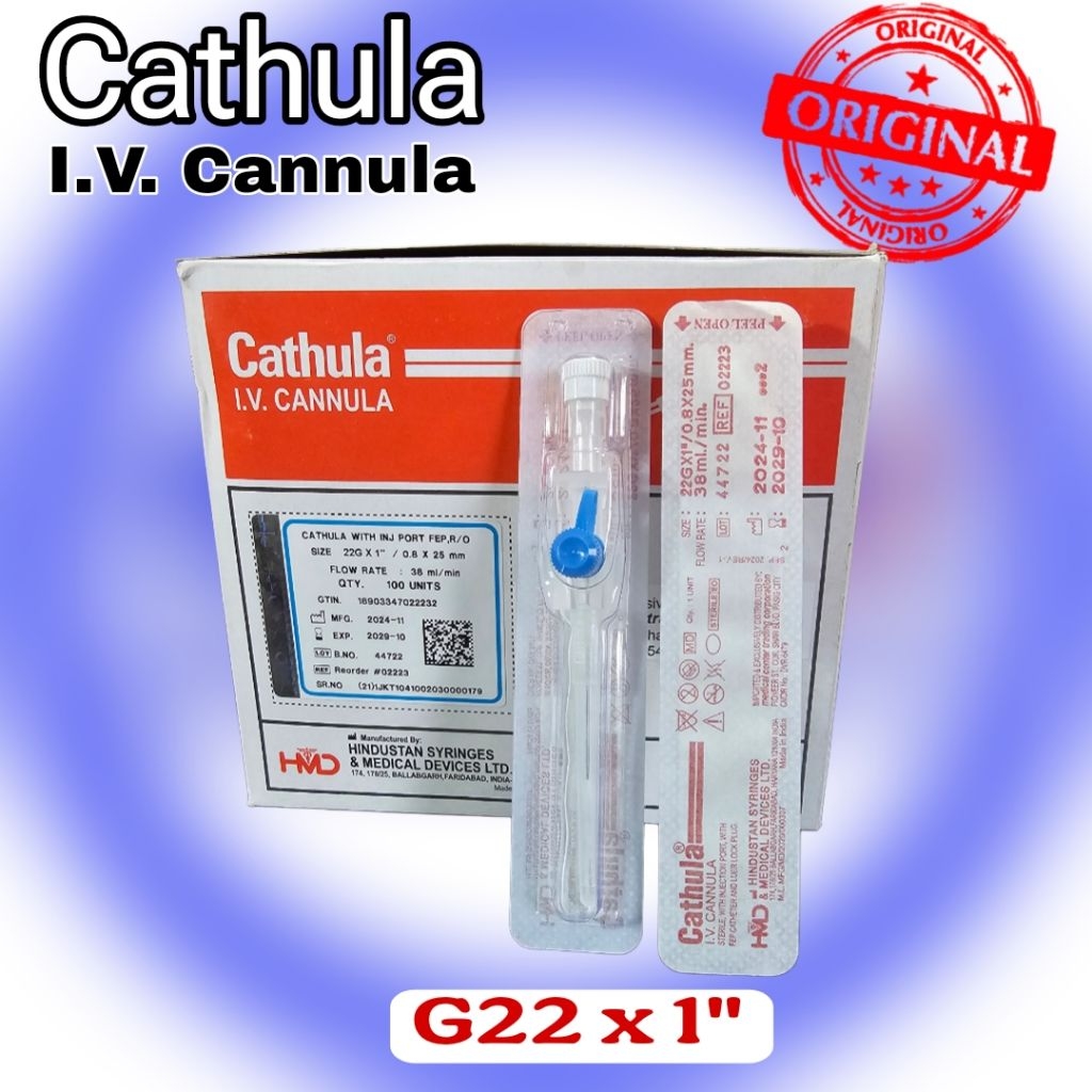 Cathula IV Cannula w/Luer Lock (G18/G20/G22/G24 and G26)100pcs Per Box ...
