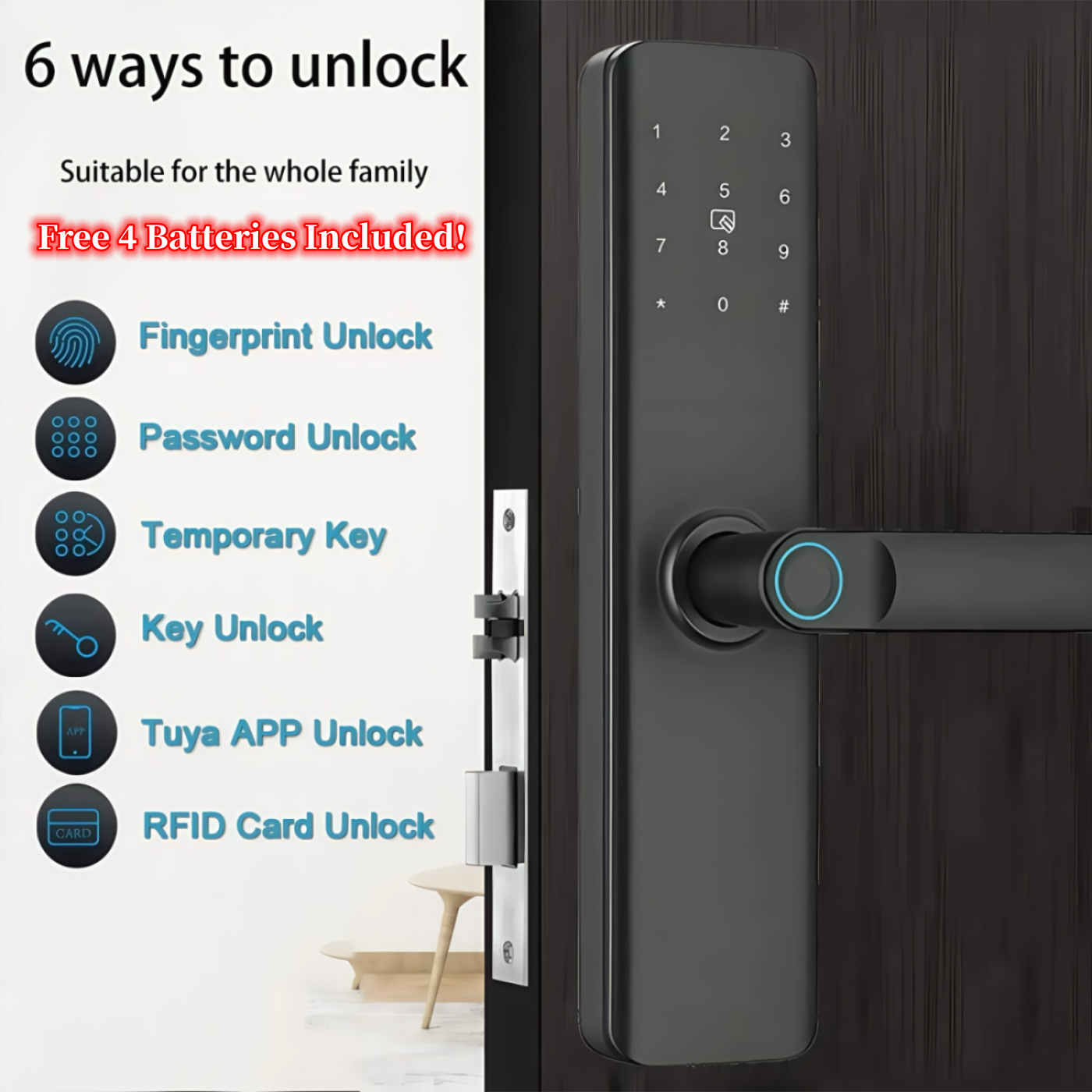 COD Smart Lock 6 in 1 Biometric Lock Anti-theft Fingerprint/Password ...